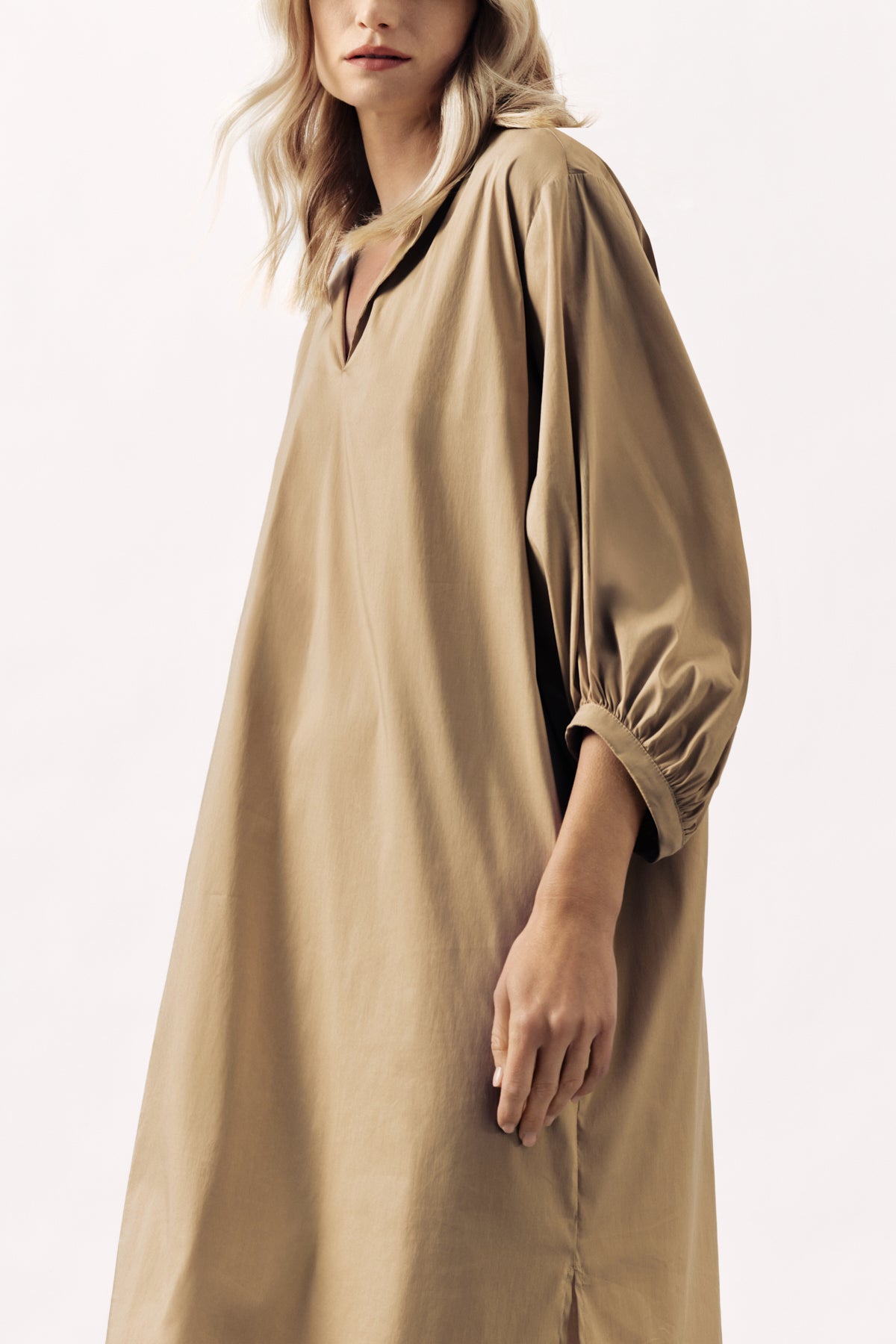 RELAXED COTTON BLEND DRESS EWING - WINE/DARK BEIGE/LIGTH PINK | SCAPA ...